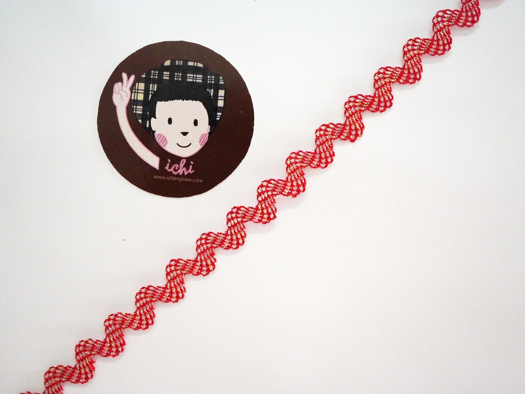 5 Yards 3/8" Red Sparkly Rick Rack Trim, Glitter Trim, Ric Rac Trim ...