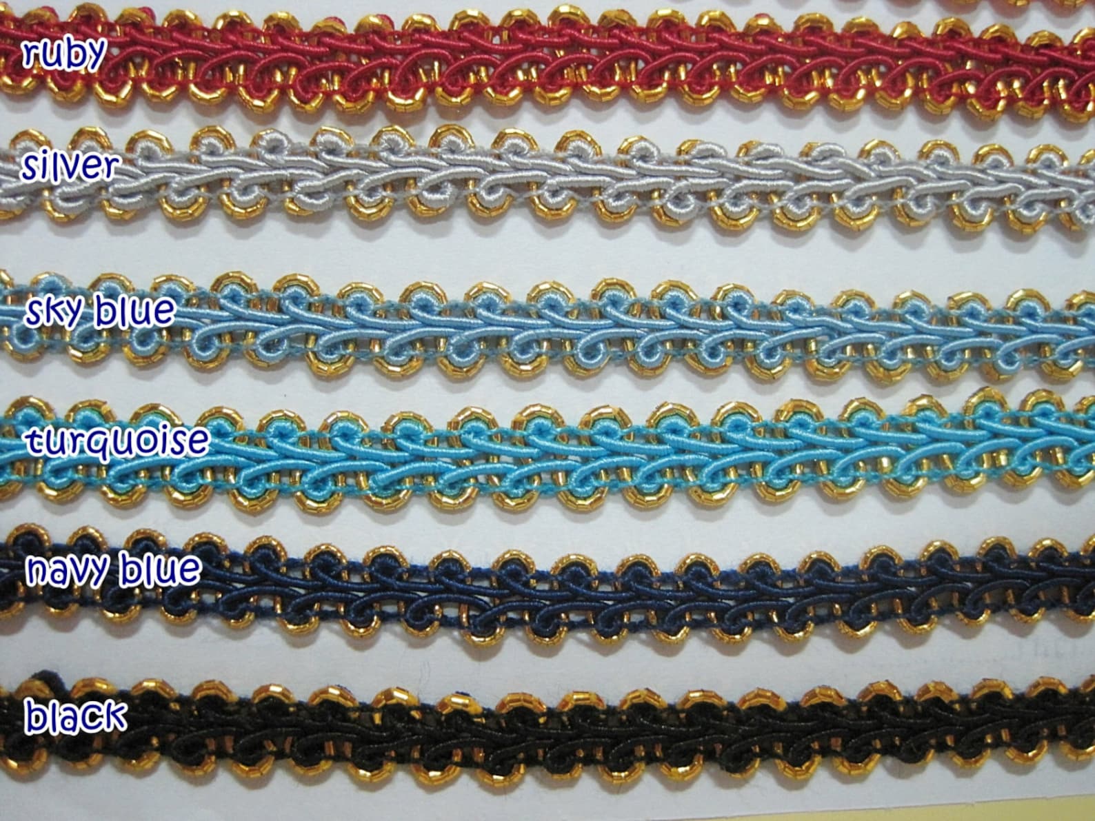 5 Yards 1/4 Navy Blue Gimp Braided Gold Edge Gimp | Etsy