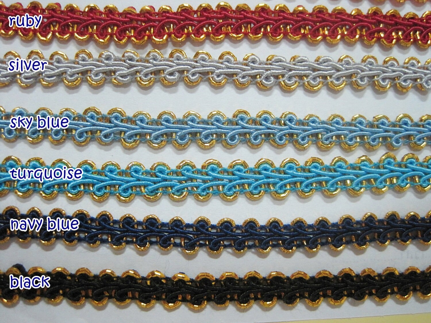 5 Yards 1/4 Navy Blue Gimp Braided Gold Edge Gimp | Etsy