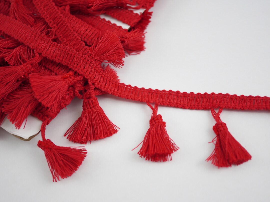 5 Yards Red Tassel Fringe, Red Tassel Trim, Red Tassel Fringe, Tassel ...