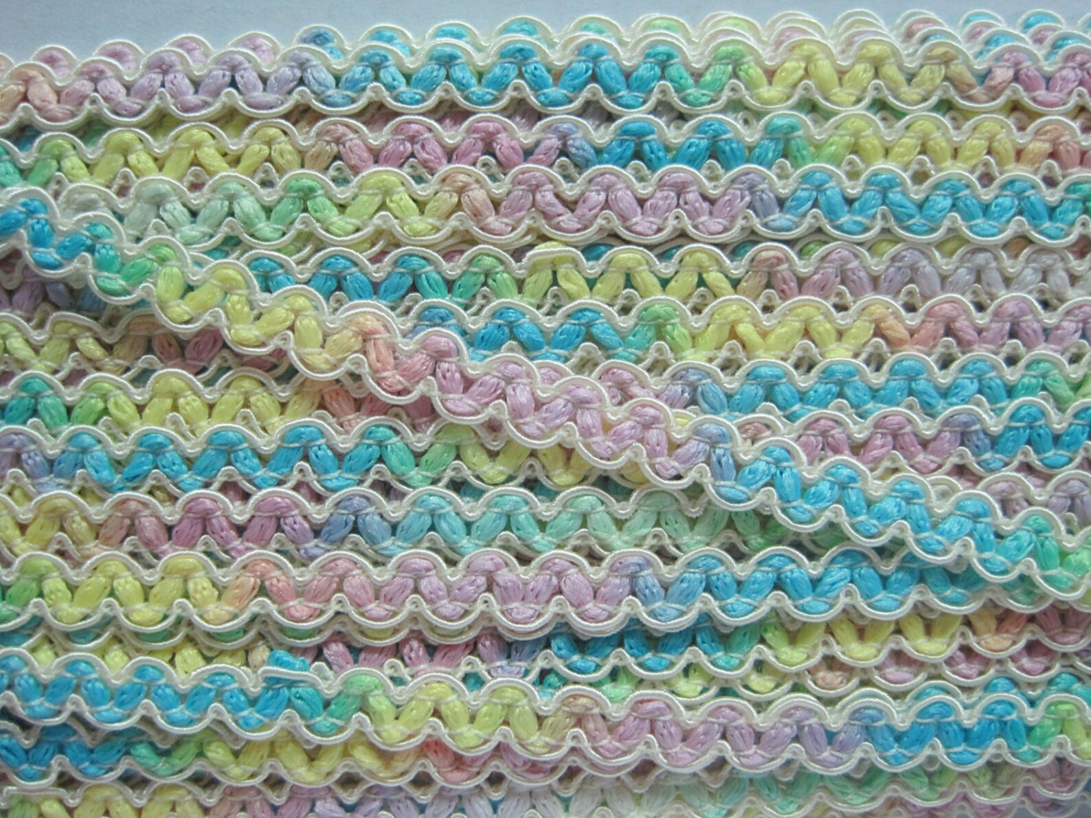 5 Yards Pastel Multicolored Rick Rack Trim, Ric Rac Trim, Rick Rack Lot ...