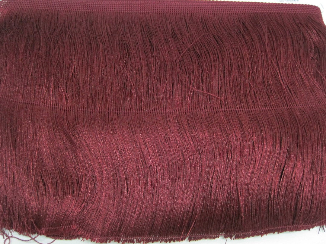 1 Yard 4" to 10" Burgundy Chainette Fringe, Red Trim, Fringe Tassel ...