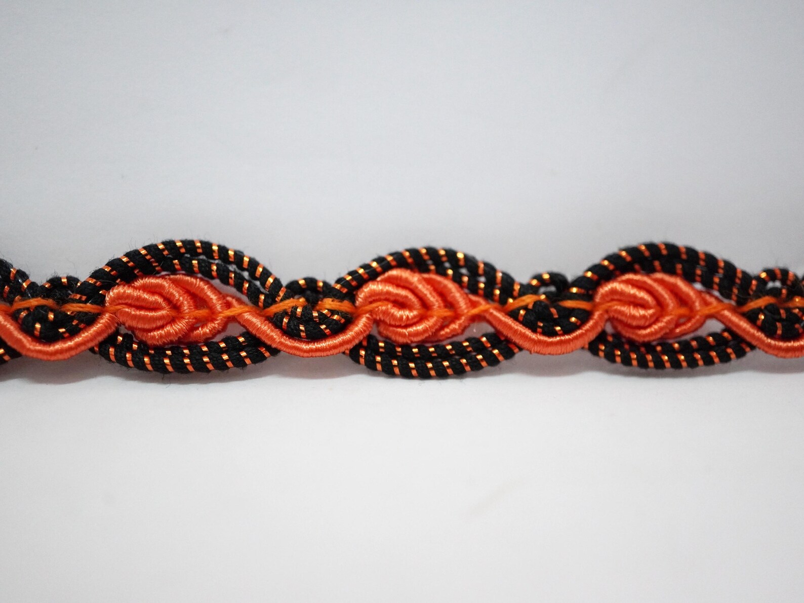 5 Yards Orange-red Flower Braid With Gold Metallic, Flower Trim, Flower ...