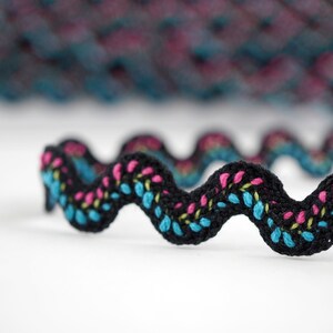5 Yards Black Embroidered Rick Rack, Embroidered Vine Rick Rack ...