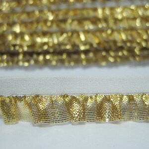 5 Yards White Gold Metallic Ruffle Elastic Trim, Ruffle Trim, Elastic ...
