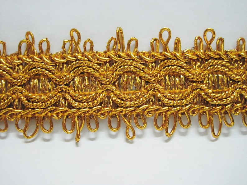 5 Yards 1 1/2" Dark Gold Metallic Lace, Gold Lace, Gold Braid, Gold ...