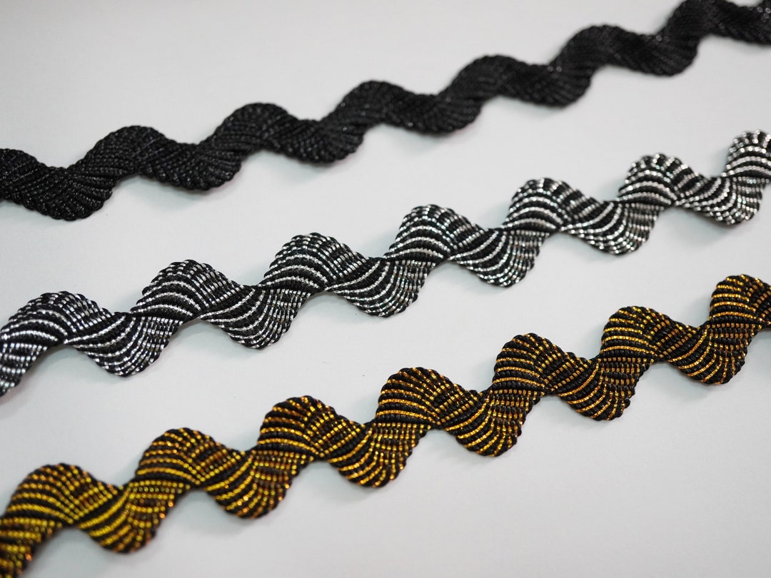 5 Yards Black Metallic Rick Rack, Black Metallic Lace Trim, Sparkly ...