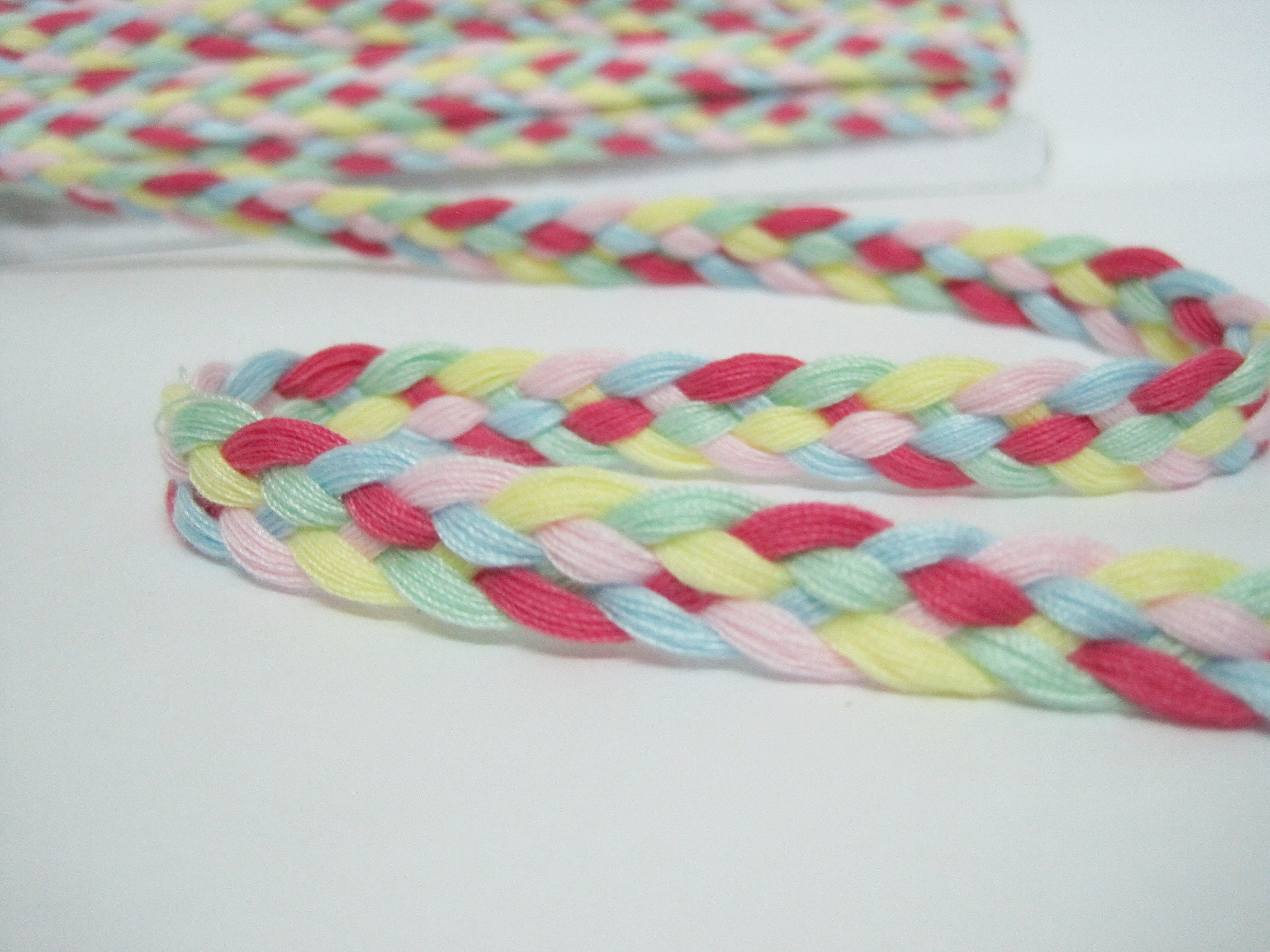 5 Yards Braided Trim, Multicolored Trim, Flat Braided Cord, Braided ...