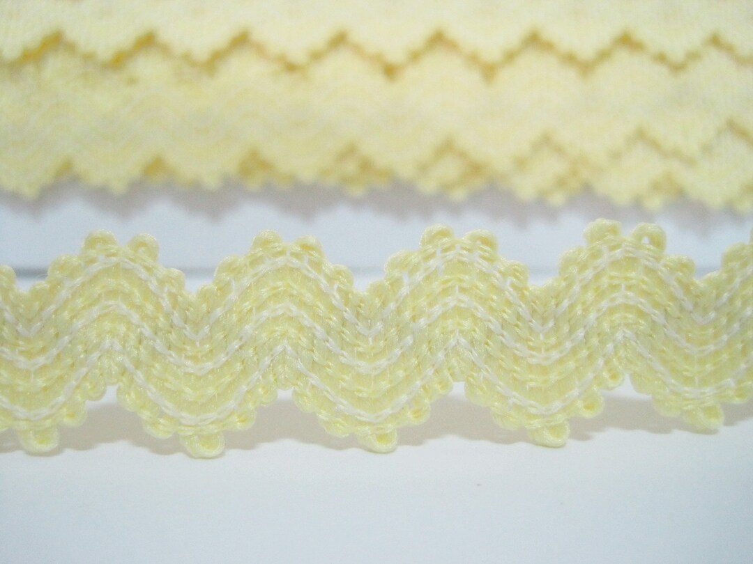 5 Yards Light Yellow Elastic Rick Rack Trim, Elastic Trim, Ric Rac Trim ...