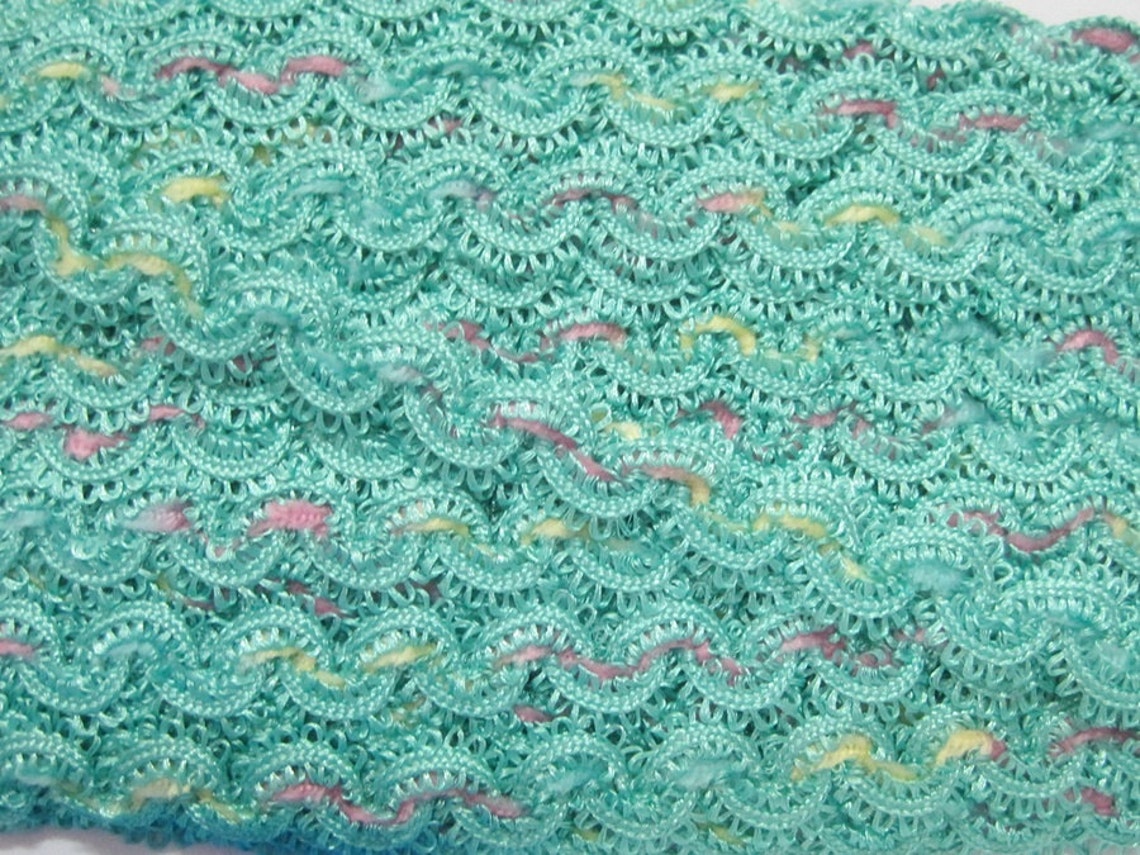 5 Yards 5/8" Aqua Green Chenille Rick Rack Trim, Multicolored Ric Rac ...