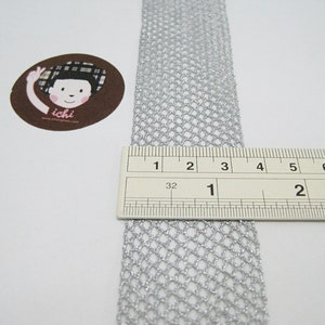 5 Yards 1-3/8" Silver Metallic Net Ribbon, Glitter Yarn, Silver ...