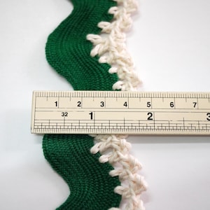 Pine Green Crocheted Rick Rack Trim, Handmade Crochet Lace, Jumbo Rick ...