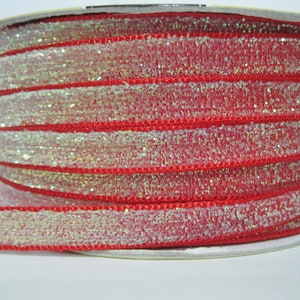 5 Yards Red Glitter Ribbon (3/8"), Glitter Yarn, Metallic Ribbon ...