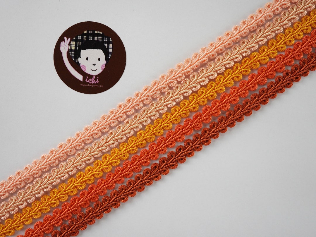 5 Yards 3/8" Orange Gimp Braid, Braided Gimp Trim, Scroll Braid Trim ...