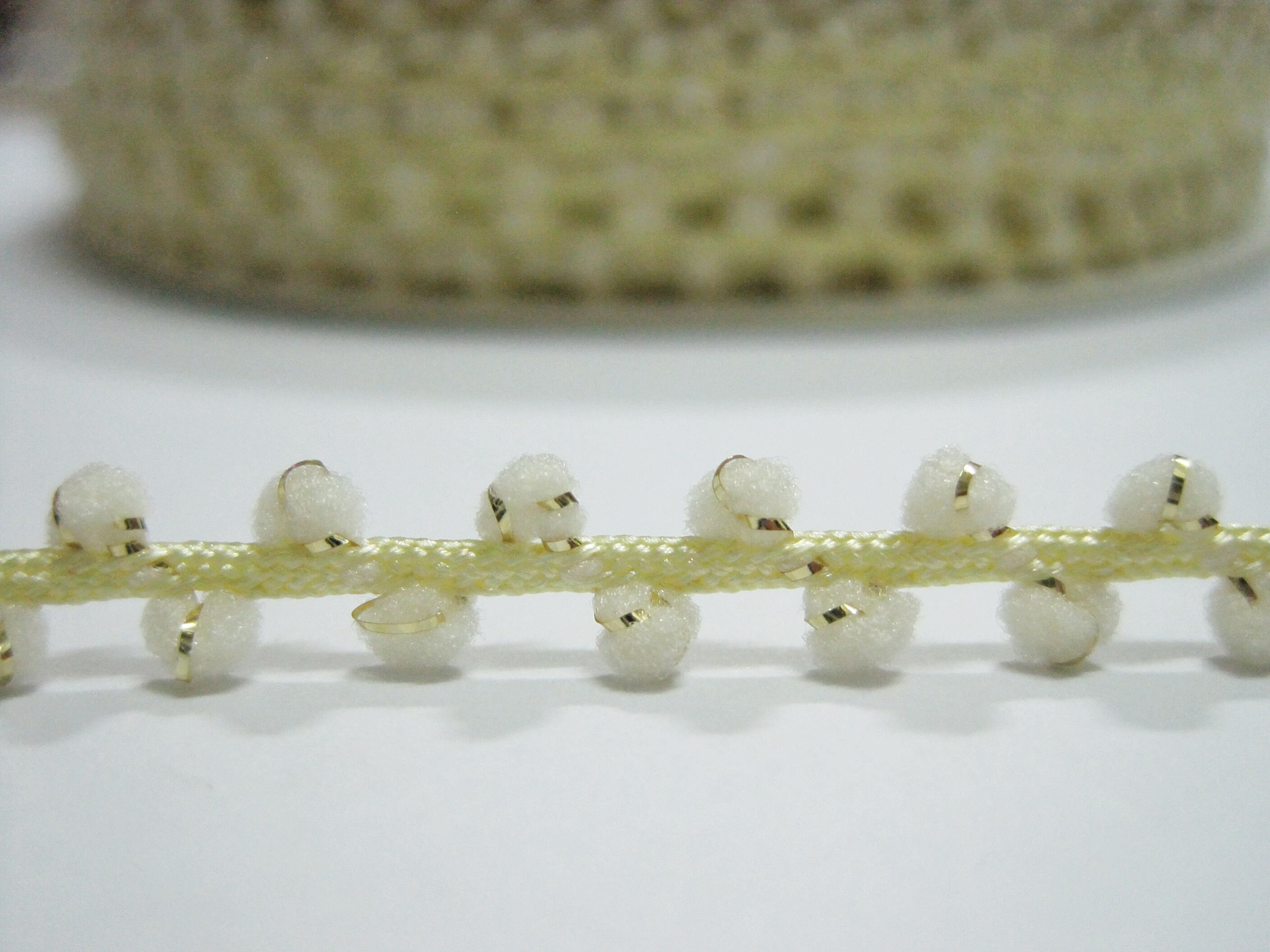 5 Yards Light Yellow 2-side Tiny Pom Pom Trim, Mini Pom Pom Trim, Picot ...
