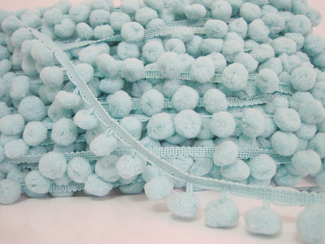 5 Yards 1.2 Cm Pom Pom Trim, Blue Pom Pom Trim, Blue Pom Pom Trim, Trim ...