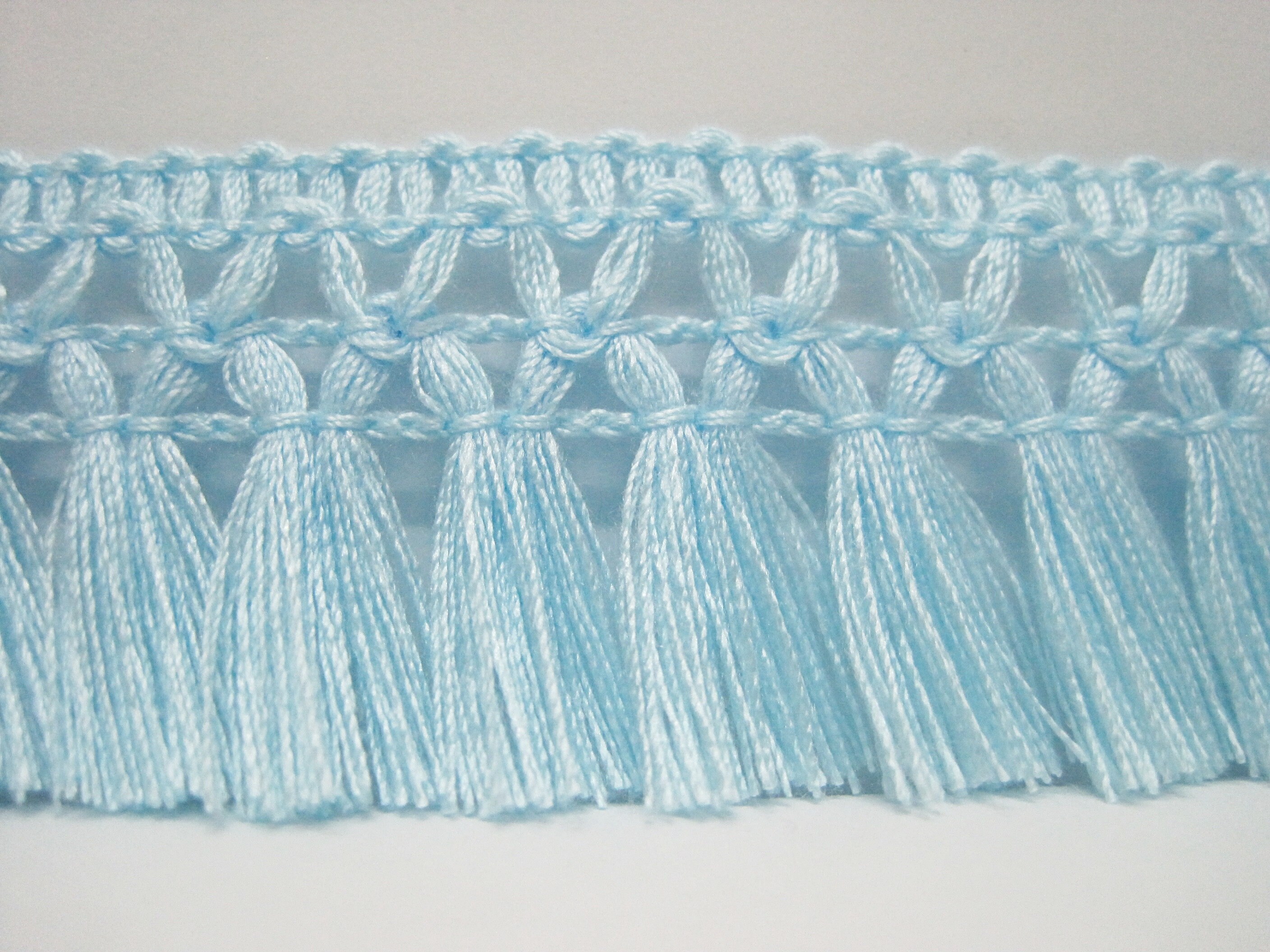 5 Yd 1-1/4 Light Blue Cotton Tassel Trim Blue Trim | Etsy