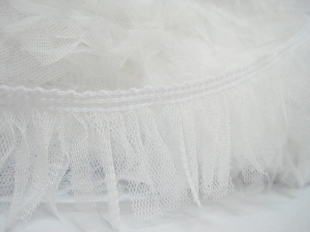5 Yards Off-white Tulle Trim, Chiffon Ruffle Trim, Ruffle Trim, Tulle ...
