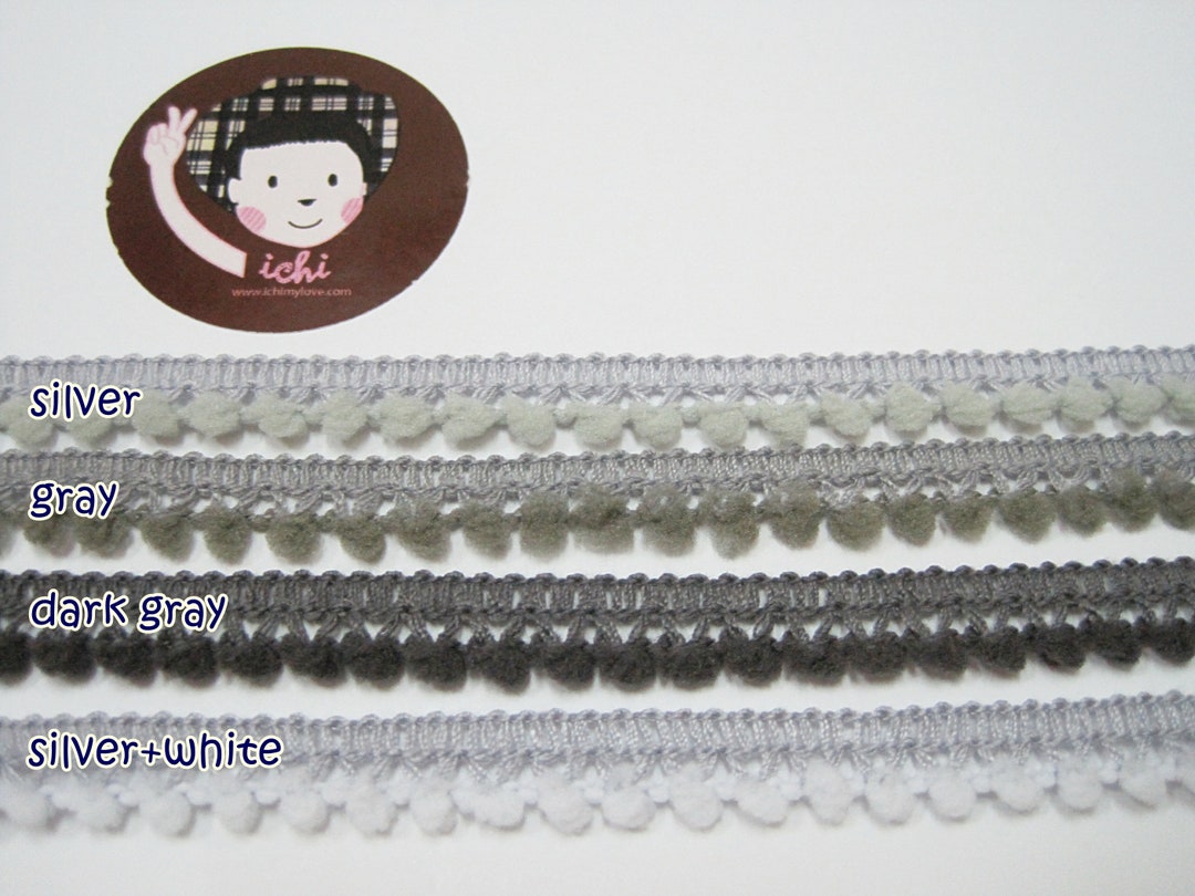 5 Yards Gray Tiny Pom Pom Trim, Mini Pom Pom Trim, Tiny Pom Pom Trim ...