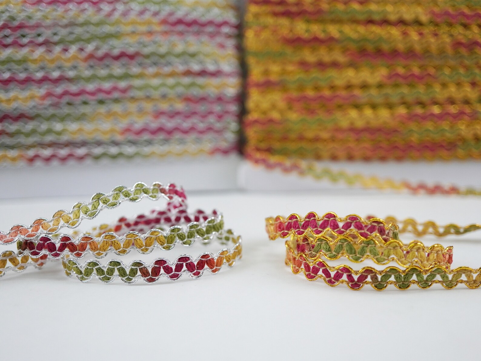 5 Yards Multicolored Rick Rack With Silver/gold Metallic, Rainbow Rick ...
