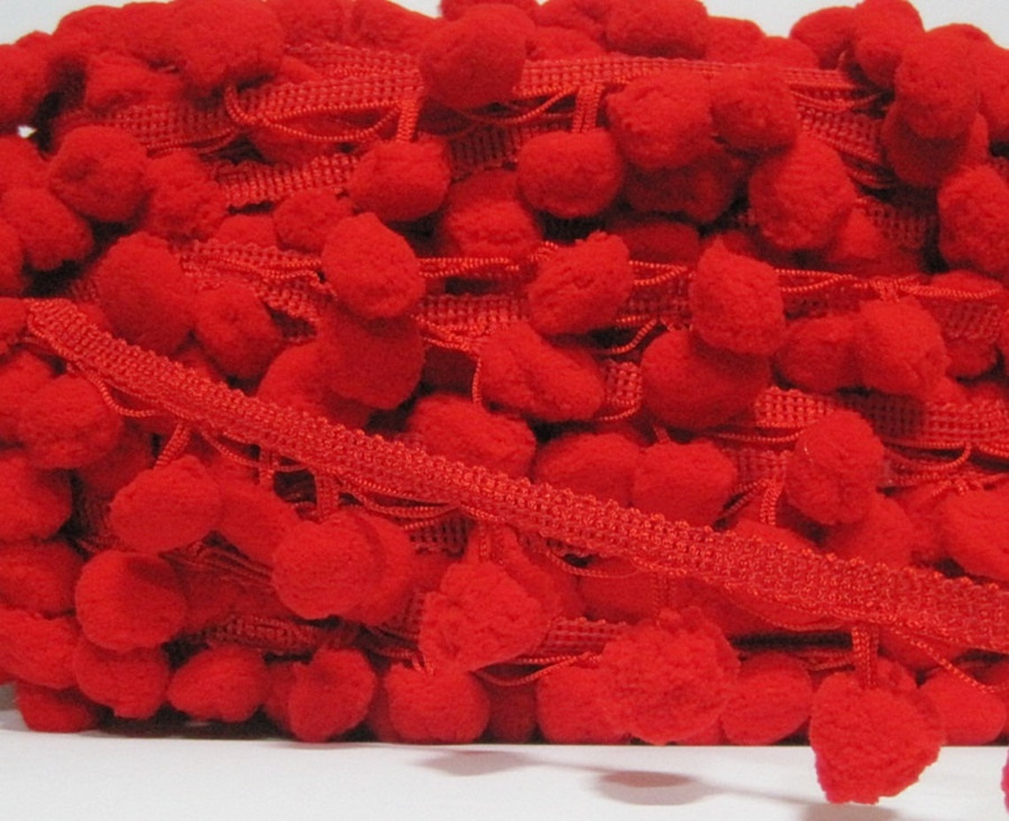 5 Yards 2.5 Cm Extra Large Pom Pom Trim Red Pom Pom Trim Red | Etsy