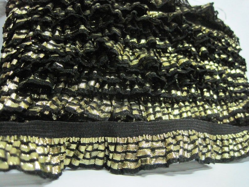 5 Yards Black Gold Metallic Ruffle Elastic Trim Ruffle Trim | Etsy