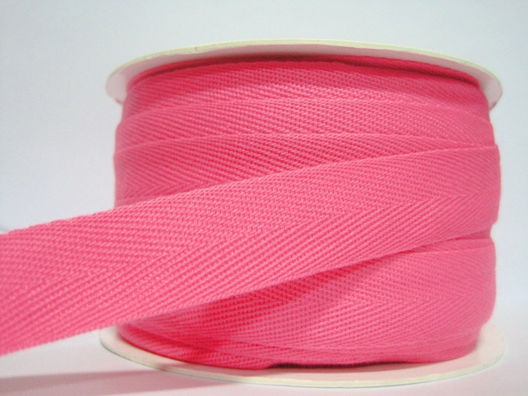 5 Yards 3/4" Pink Wide Herringbone Tape, Pink Twill Tape, Pink Cotton ...