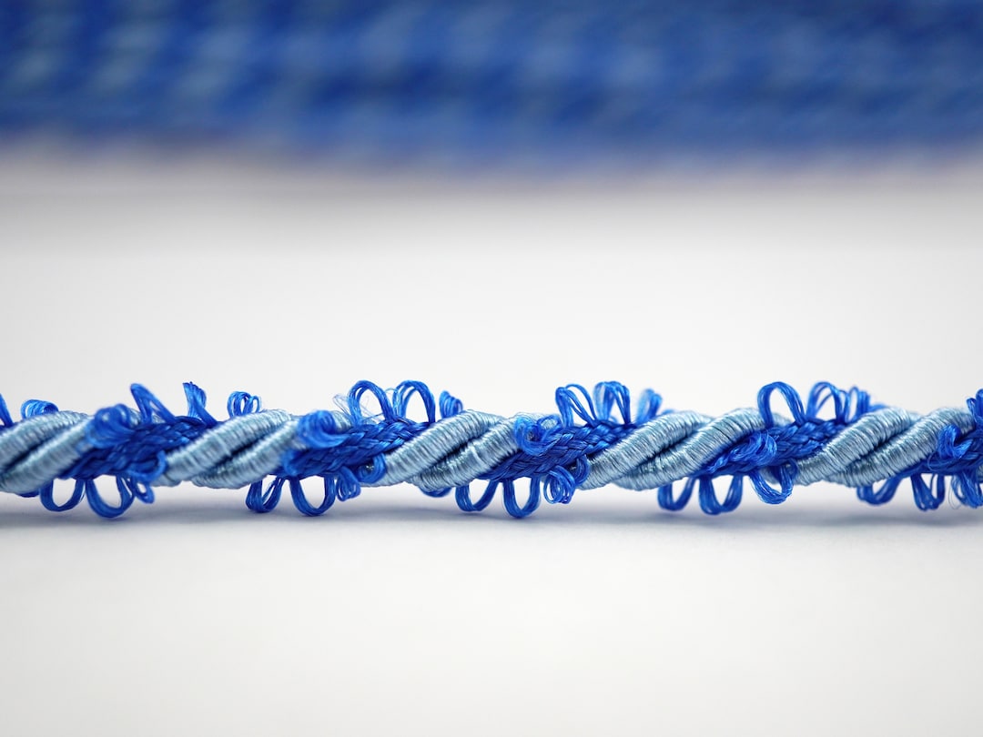 5 Yd Sky Blue Twisted Cord With Royal Blue Picot, Blue Twisted Cord ...