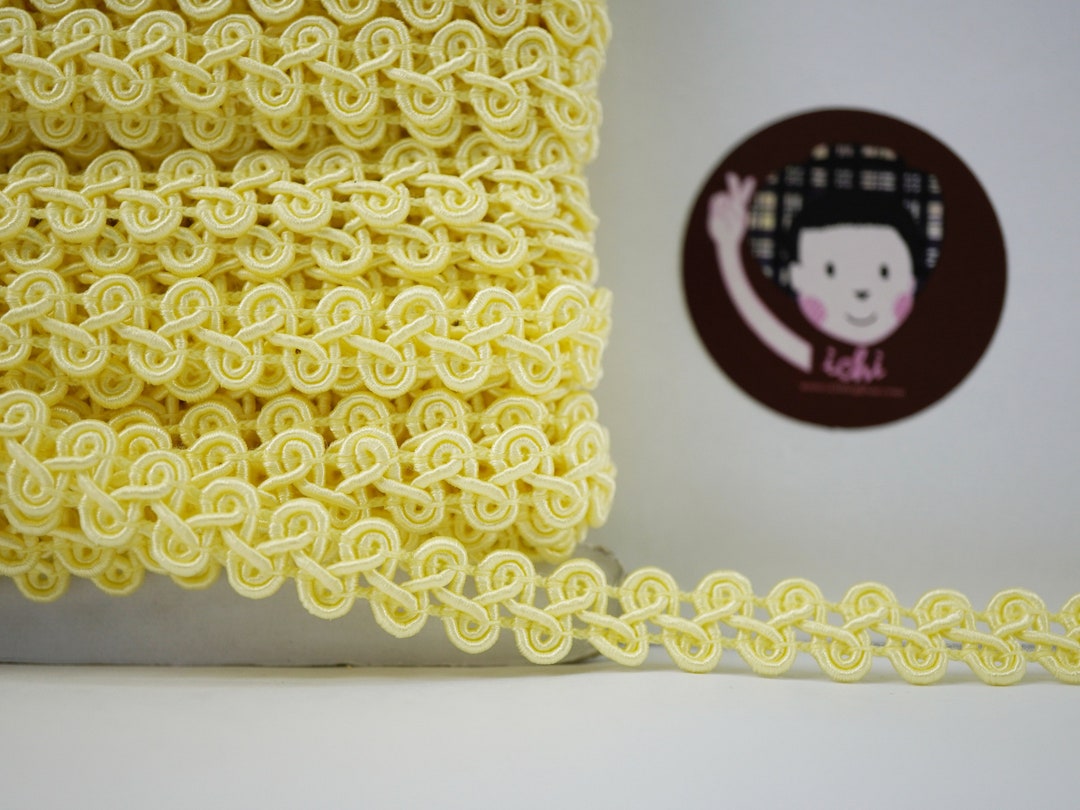 5 Yards 3/8" Light Yellow Braid Trim, Yellow Braid Trim, Gimp Braid ...