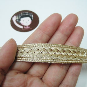 5 Yards 9/16" Light Gold Metallic Braid, Gold Lace, Gold Braid, Gold ...