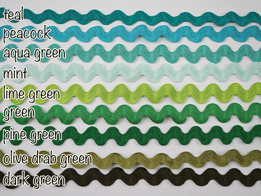 5 Yards 1/2" Green Rick Rack Trim, Mint Rick Rack Trim, Rick Rack Lot ...