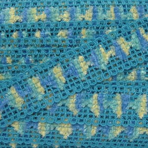 5 Yards Aqua Blue Wide Lace With Chenille Braid, Crochet Lace Trim ...