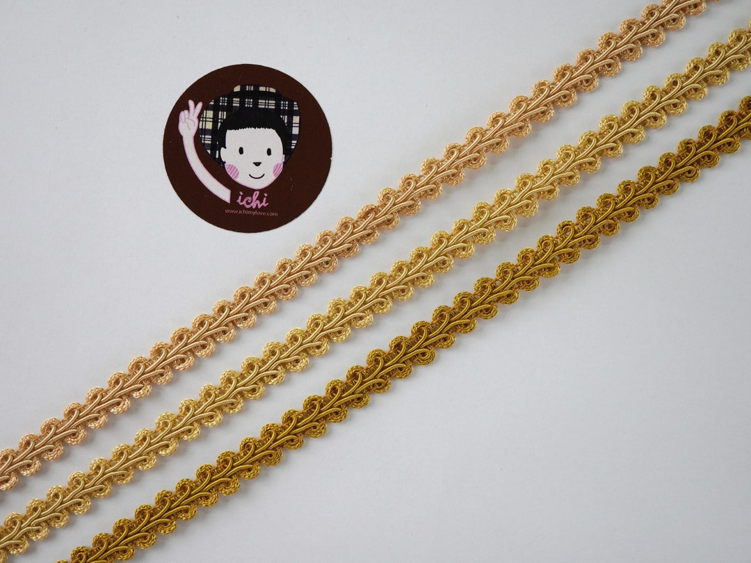 5 Yards 3/8" Gold Gimp Braid, Braided Gimp Trim, Scroll Braid Trim ...