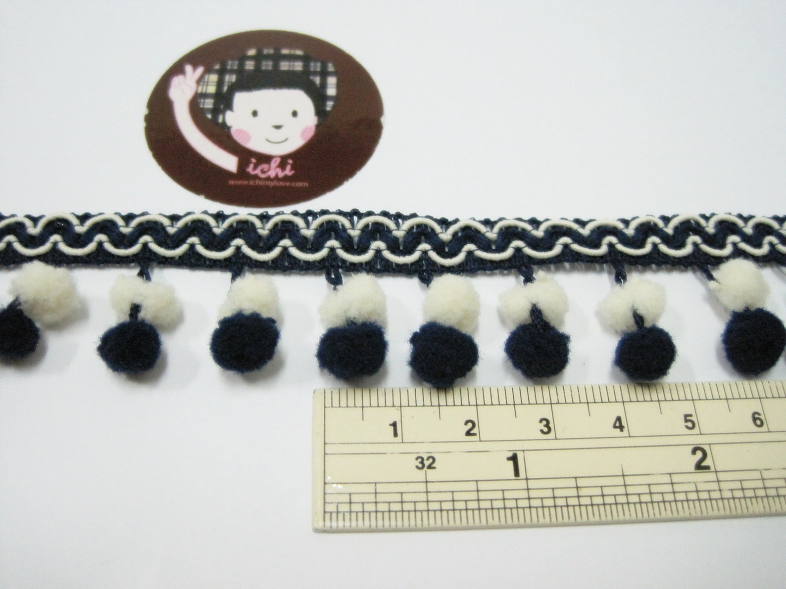 5 Yards NAVY BLUE-CREAM Mini Pom Pom Trim 2 Tone Pom Pom - Etsy