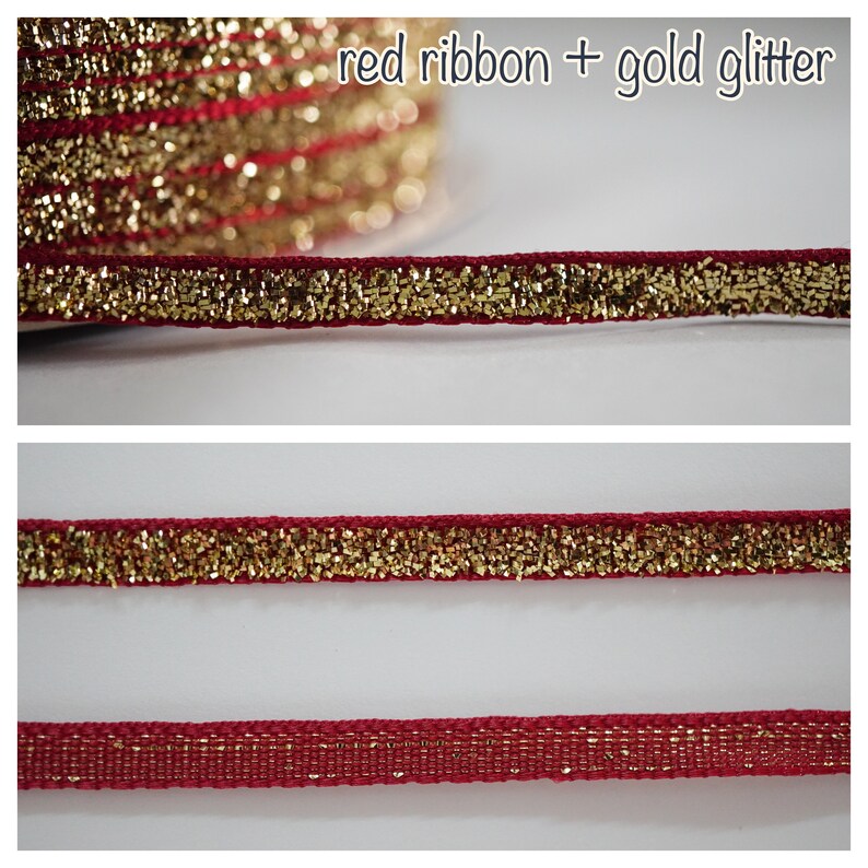 5 Yards 3/16" Gold Metallic Glitter Ribbon, Glitter Yarn, Sparkle ...