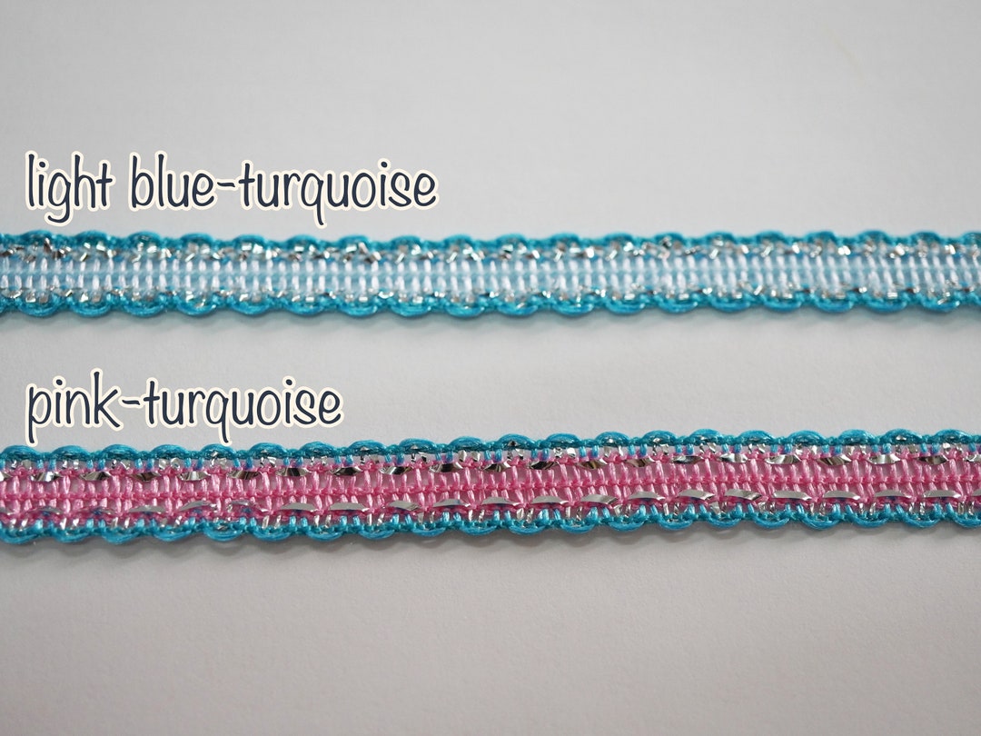 5 Yards 3/8" Turquoise-silver Metallic Braid, Silver Metallic Lace ...