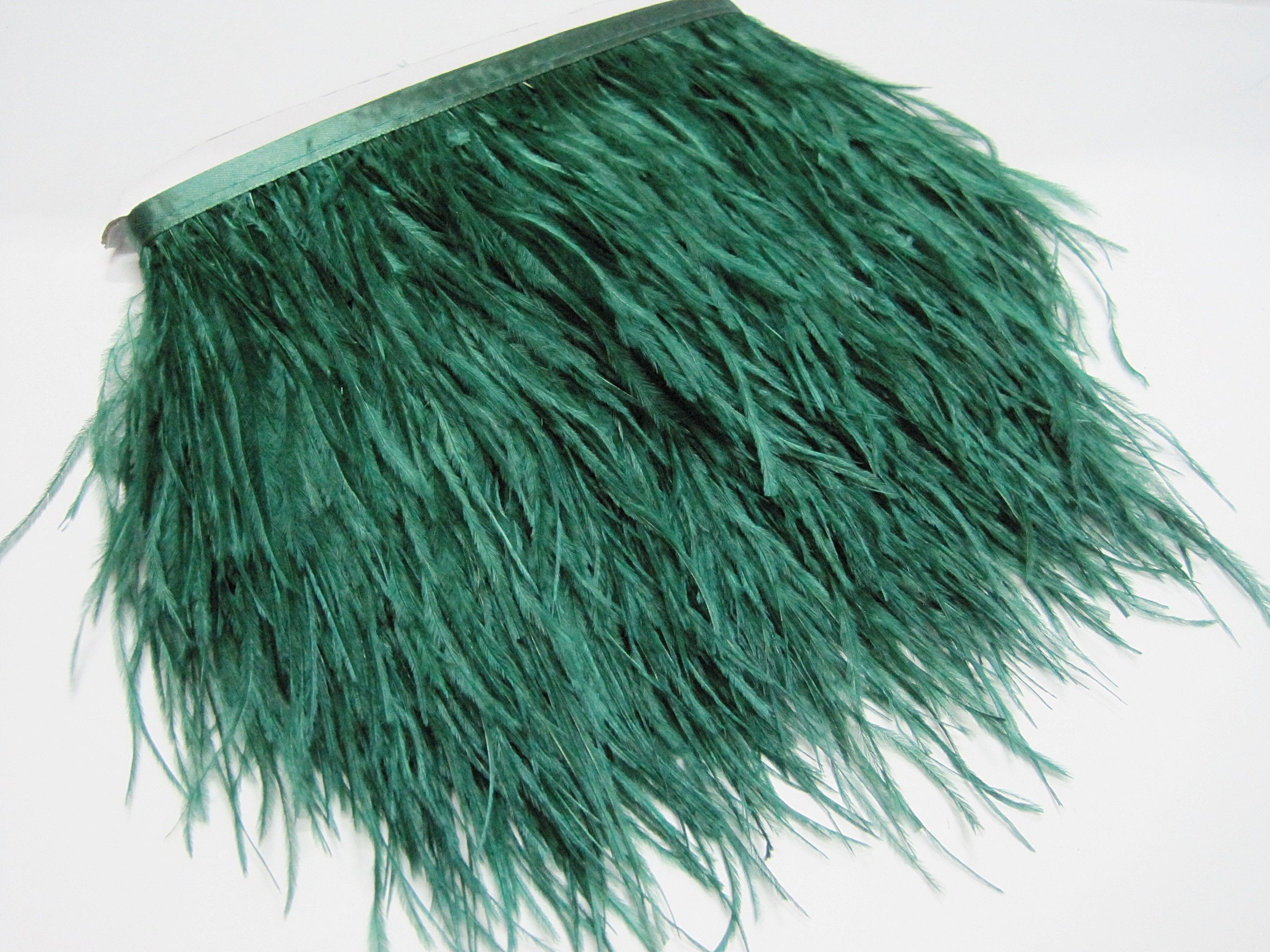 1 Yard Ostrich trim Forest Green Fringe Ostrich feather | Etsy