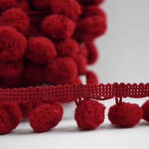 5 Yards 1.2 Cm Red Pom Pom Trim, Red Pom Pom Fringe, Pom Pom Fringe ...