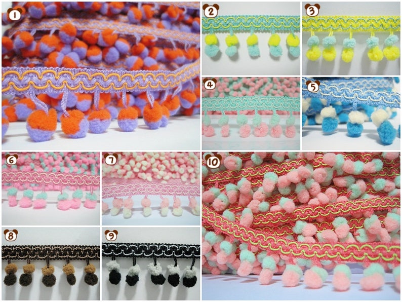 5 Yards NAVY BLUE-CREAM Mini Pom Pom Trim 2 Tone Pom Pom - Etsy