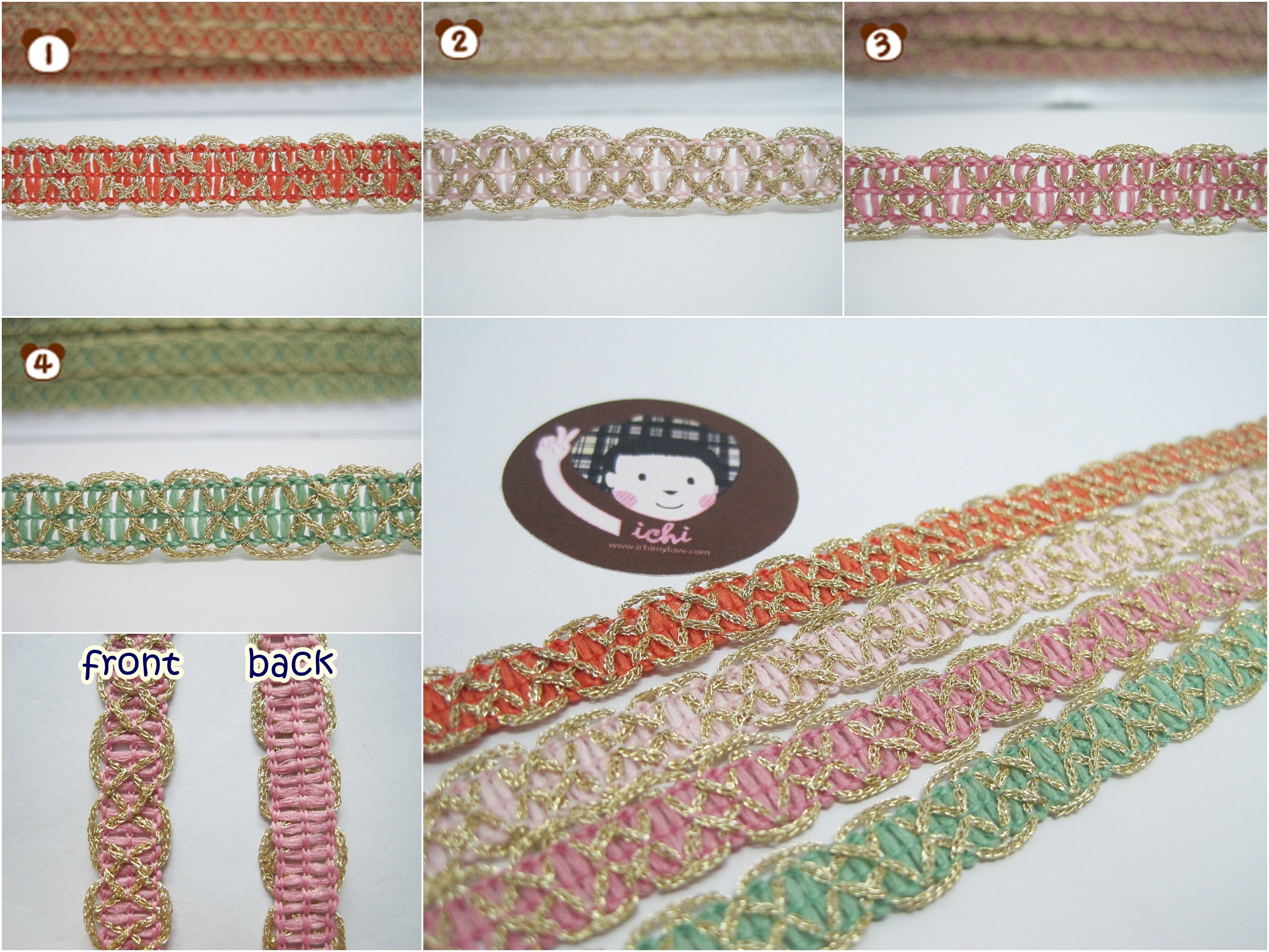 Braid Trim with Gold Metallic braided trim picot braid pink | Etsy