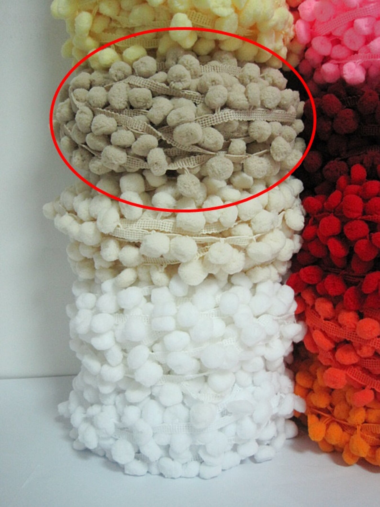5 Yards 1.2 Cm Vanilla Pom Pom Trim, Ivory Trim, Pom Pom Fringe, Cream ...