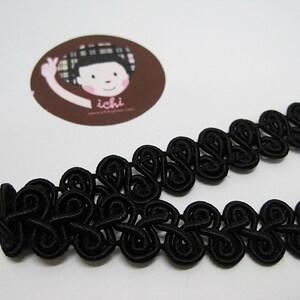 5 Yards 1/2" Black Gimp Braided Trim, Gimp Braid, Braided Cord, Braided ...