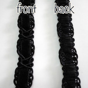5 Yards 5/8" Black Braid With Velvet Ribbon Inserted, Black Braid Trim ...