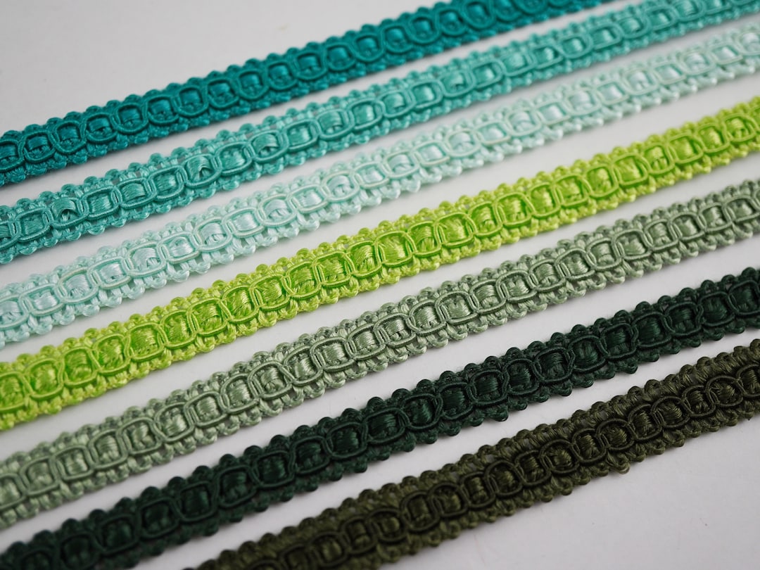 5 Yards 5/16" Green Braid Trim, Teal Braid Trim, Gimp Braid, Braided ...