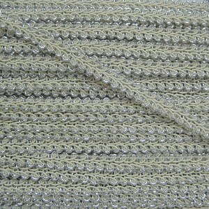 5 Yards 1/4" Cream Gimp Braided Silver Edge, Gimp Braid, Braided Cord ...
