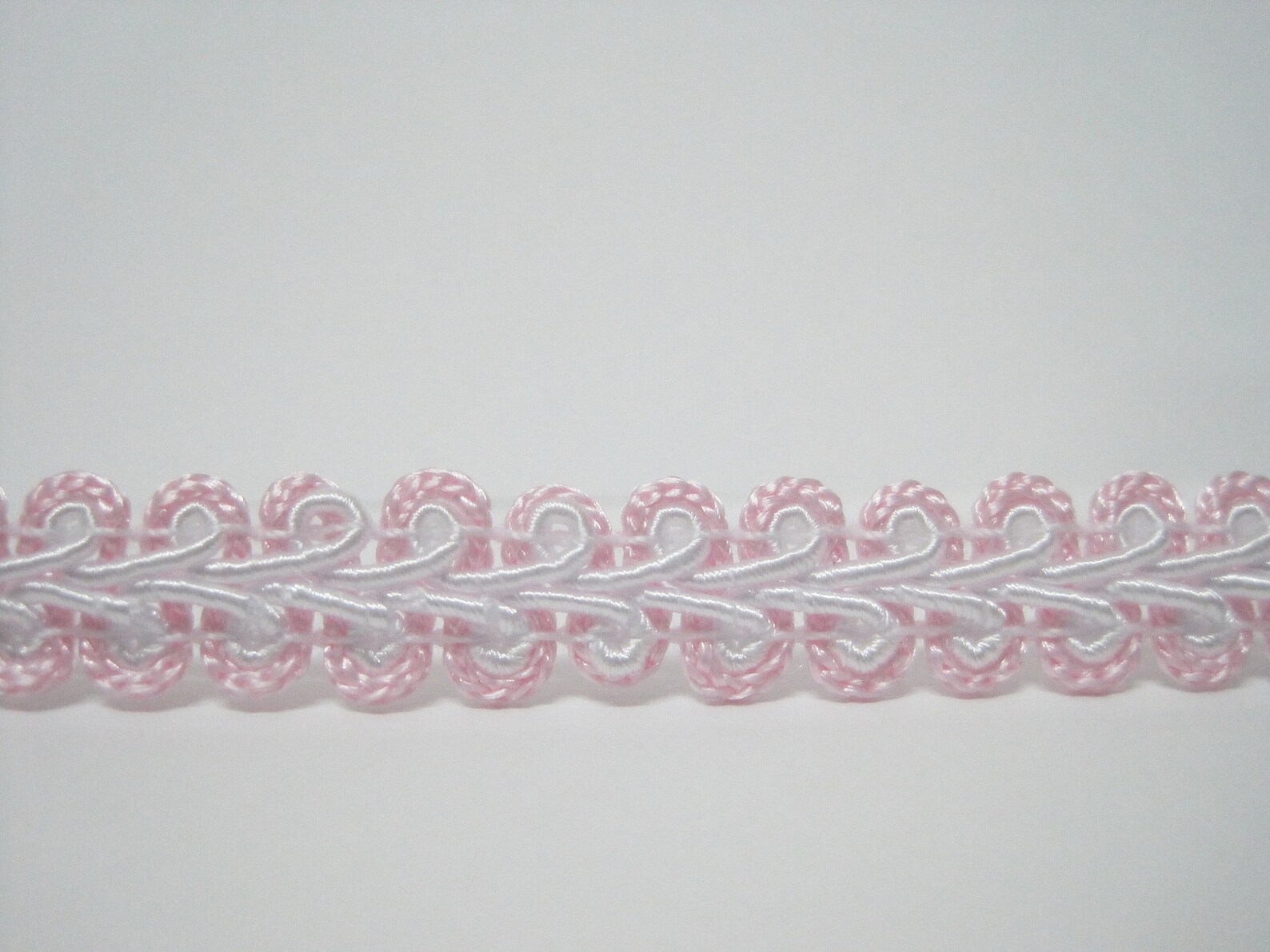 5 Yards 3/8" White-soft Pink Gimp Braided Trim, Gimp Braid, Braided ...