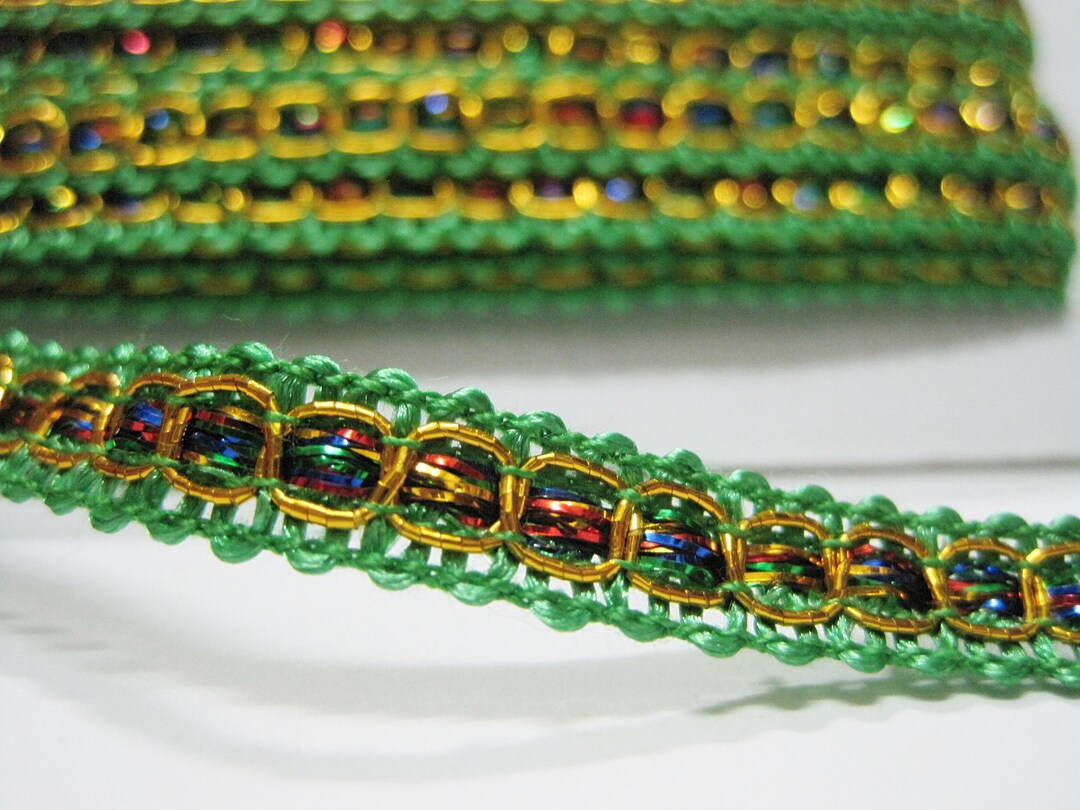 5 Yards 5/16" Green-gold Braid Trim, Gimp Braid, Braided Gimp Trim ...