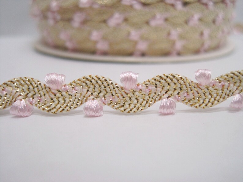 5 Yards Pink Gold Metallic Rick Rack White Trim Gold Ribbon | Etsy