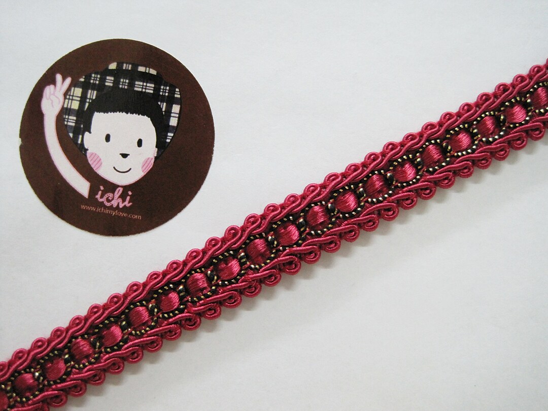 5 Yards 1/2" Ruby Gimp Braid Trim, Gimp Braid, Braided Gimp Trim ...