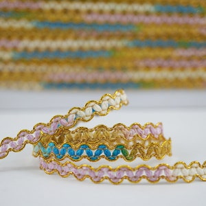5 Yards Multicolored Rick Rack With Gold Metallic, Yellow Rick Rack ...